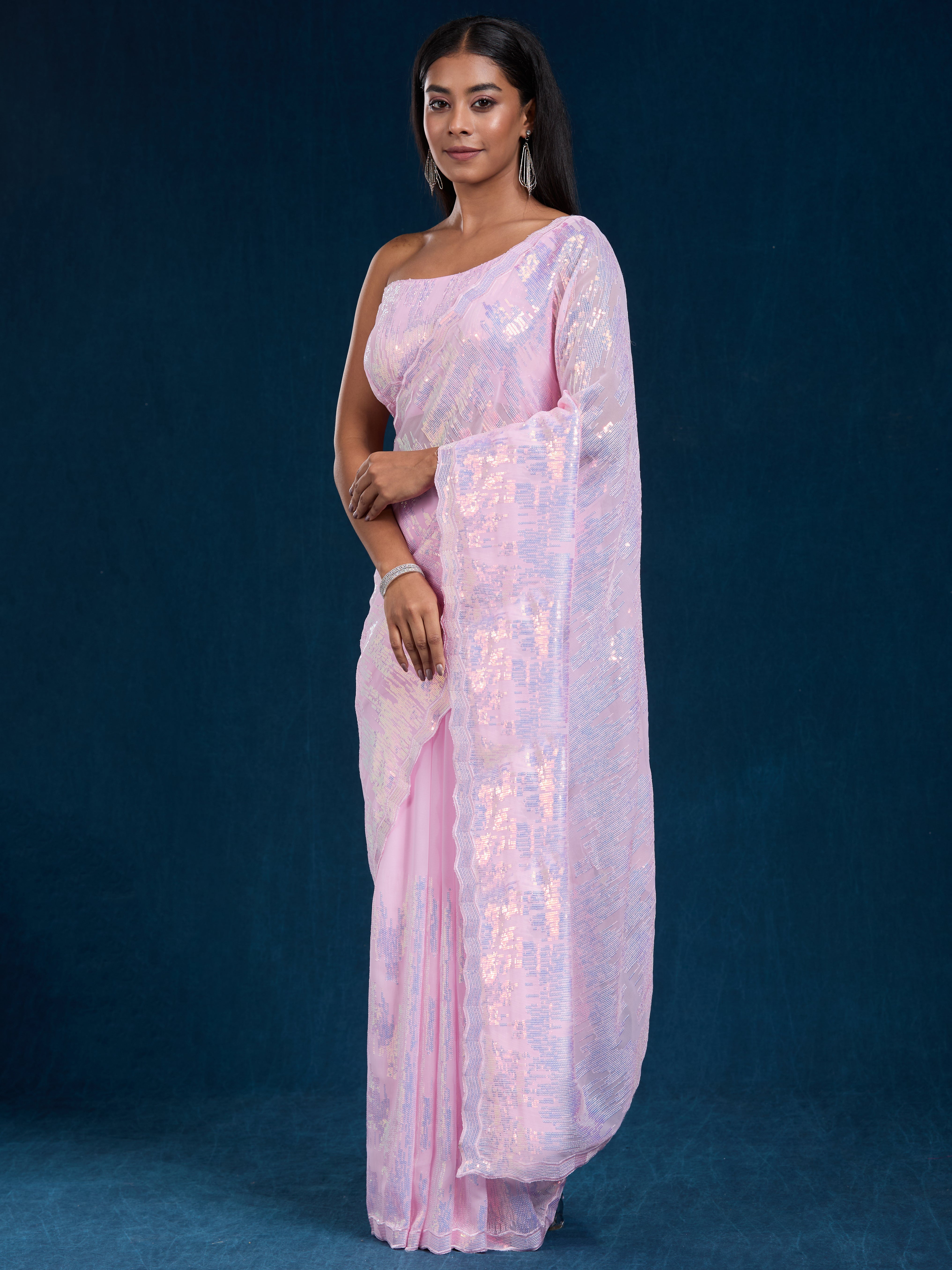 Buy Sparkling Water Baby Pink Saree – Navera Sarees