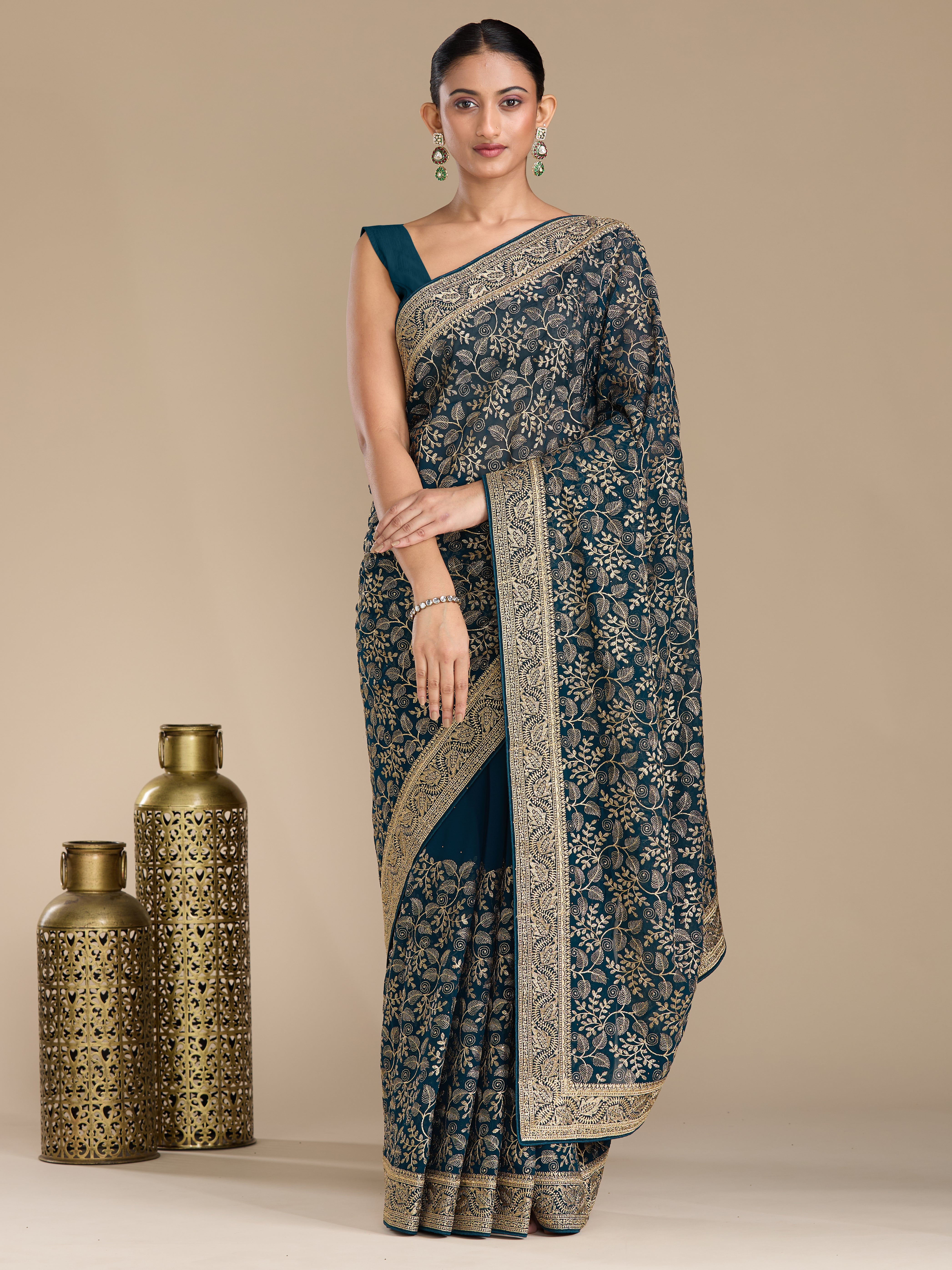 Vaanya - Peacock Blue – Navera Sarees