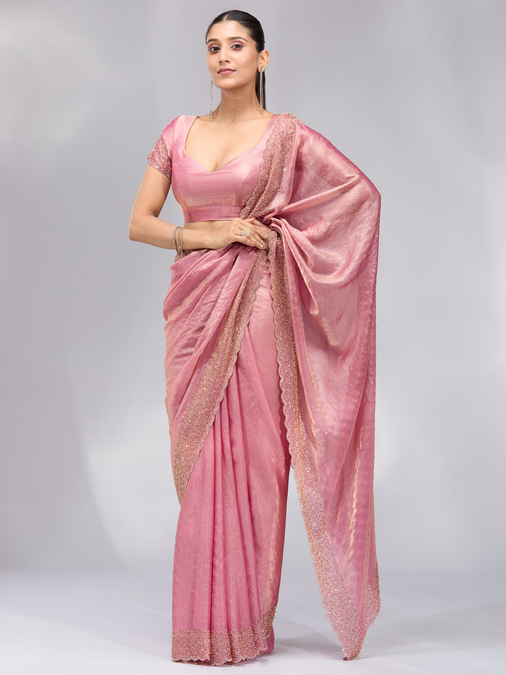 Buy Stardust - Pink Gold Saree – Navera Sarees